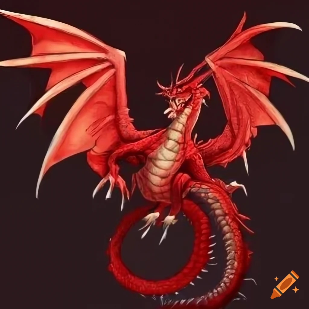Red dragon with no background on Craiyon