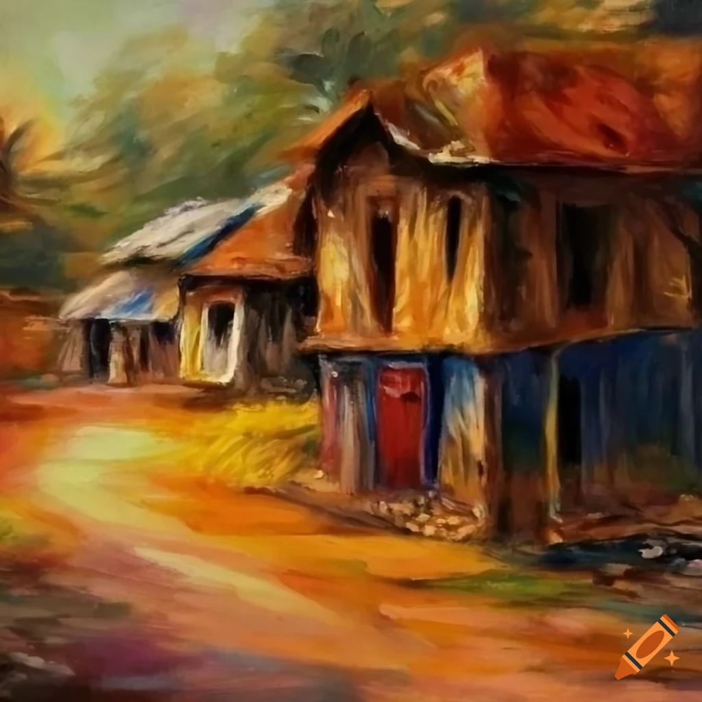 Indian poor house in renoir style oil painting on Craiyon
