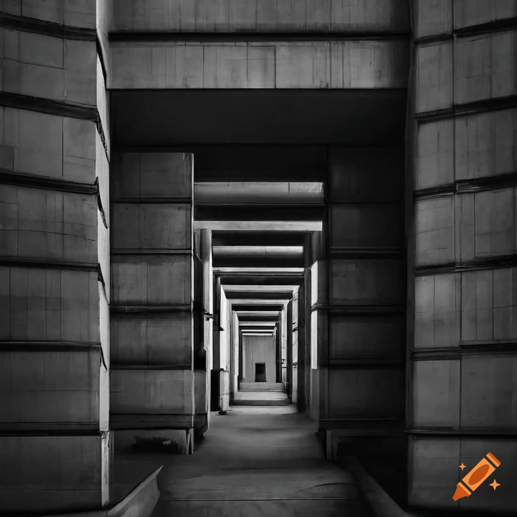 Dystopian massive inhuman scale brutalism architecture that looks ...