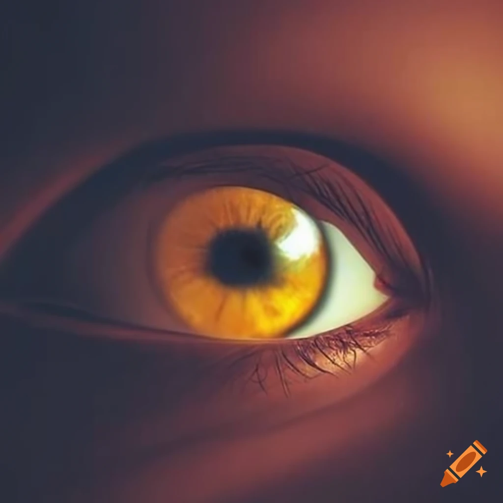 Close-up of a mesmerizing golden vampire eye