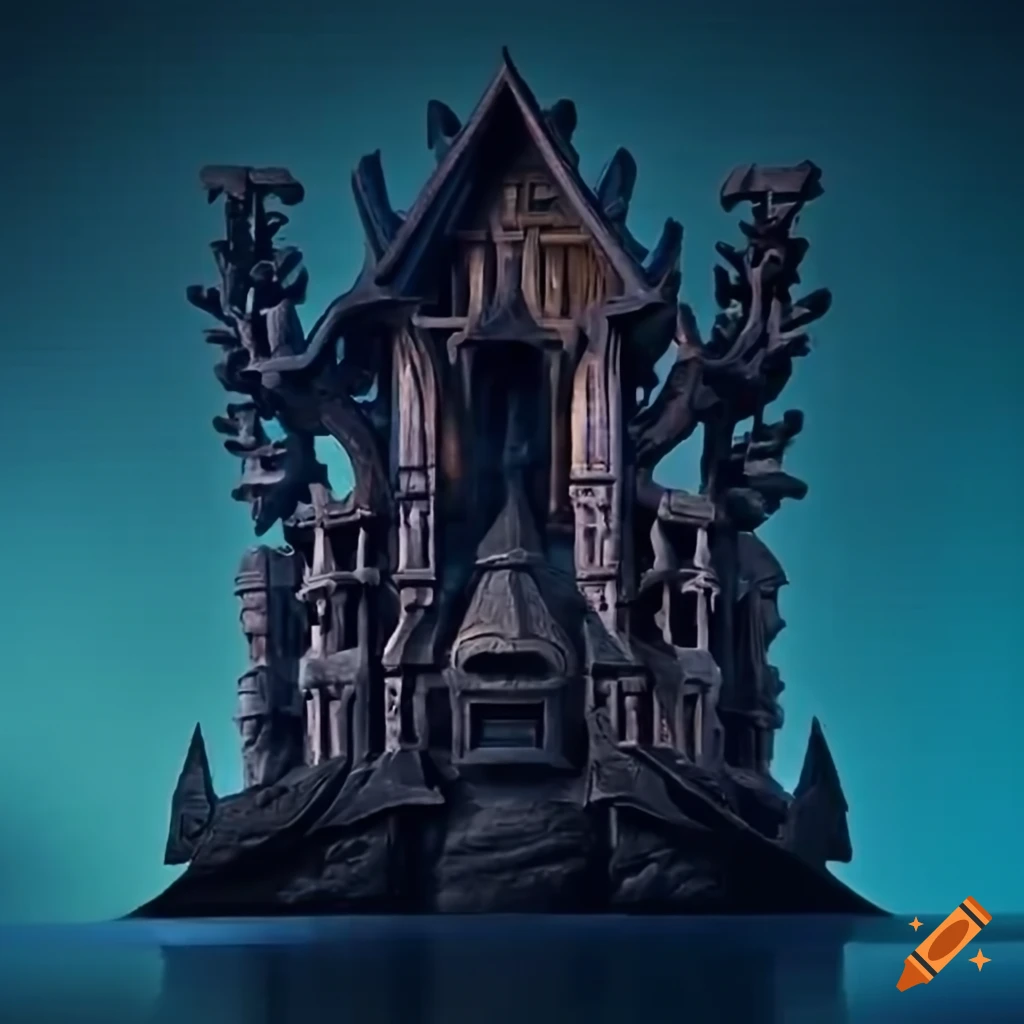 ‘architectural stave carving’-style, hd zelda house game, sculpture ...