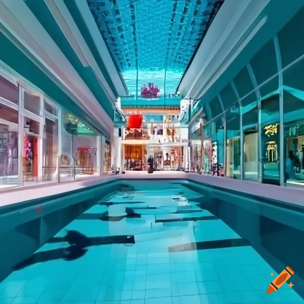 Shopping mall with pool floor on Craiyon