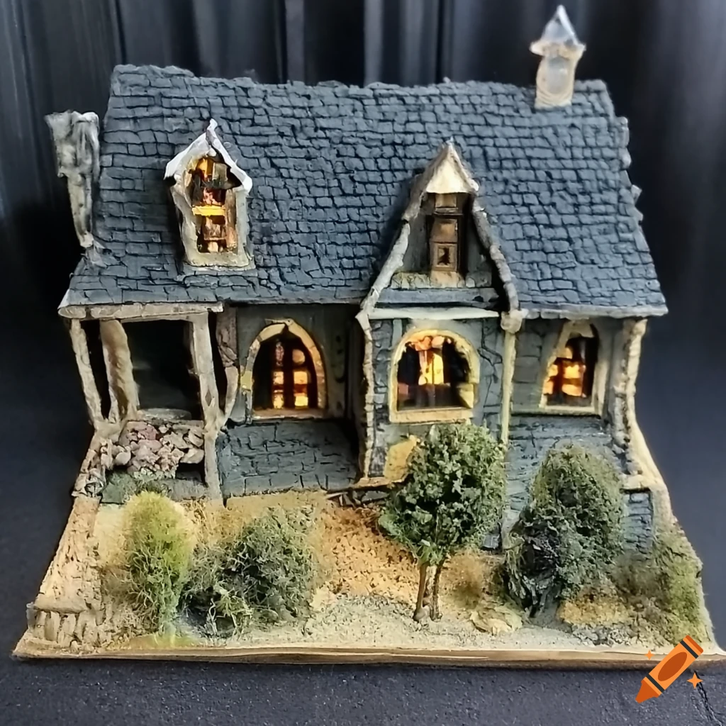 A haunted house, diorama, miniature on Craiyon