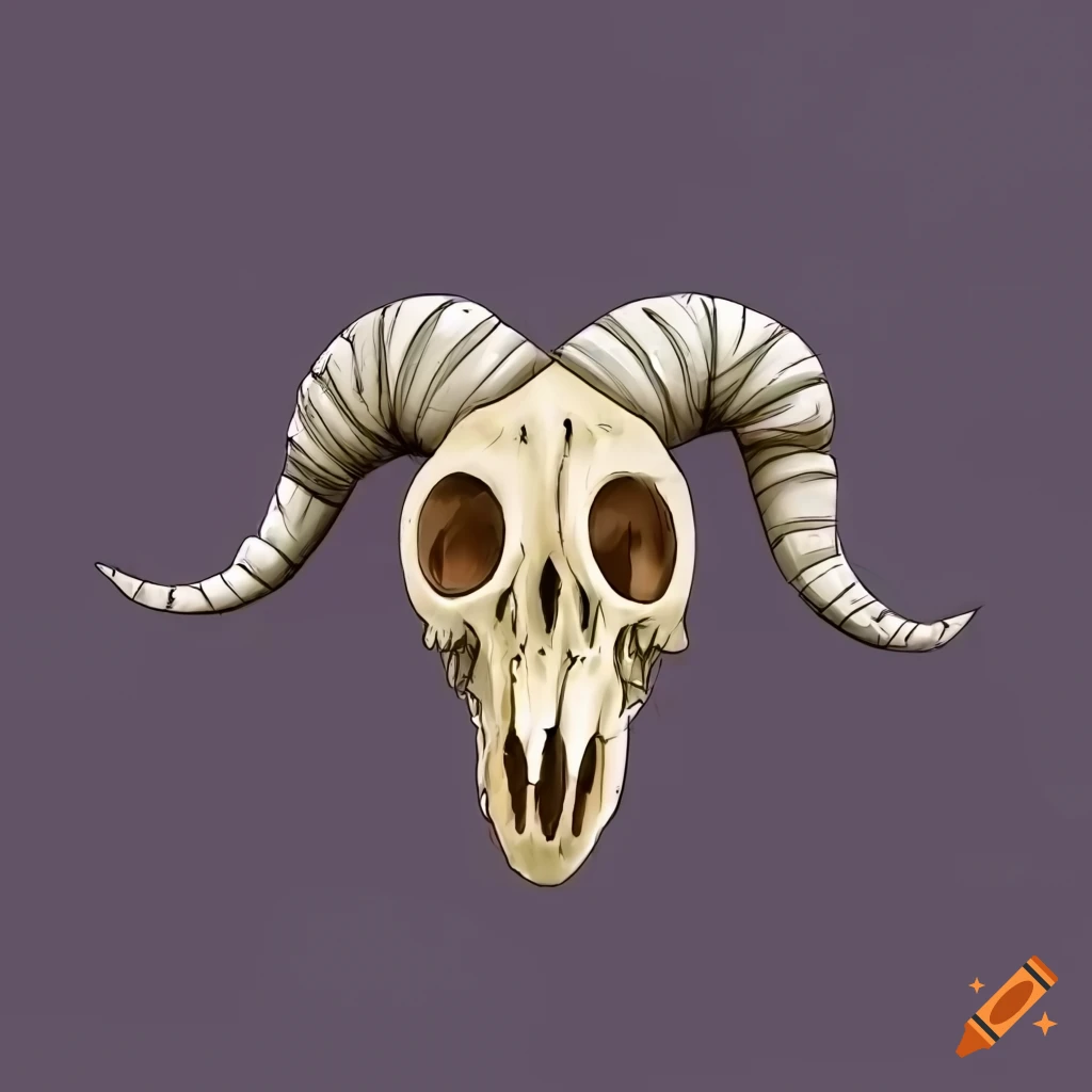 CARTOON GOAT SKULL, FACING FORWARD on Craiyon