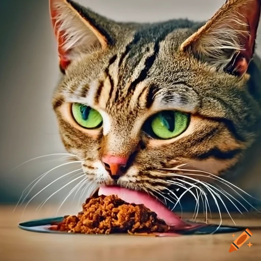 Cat eating food on Craiyon