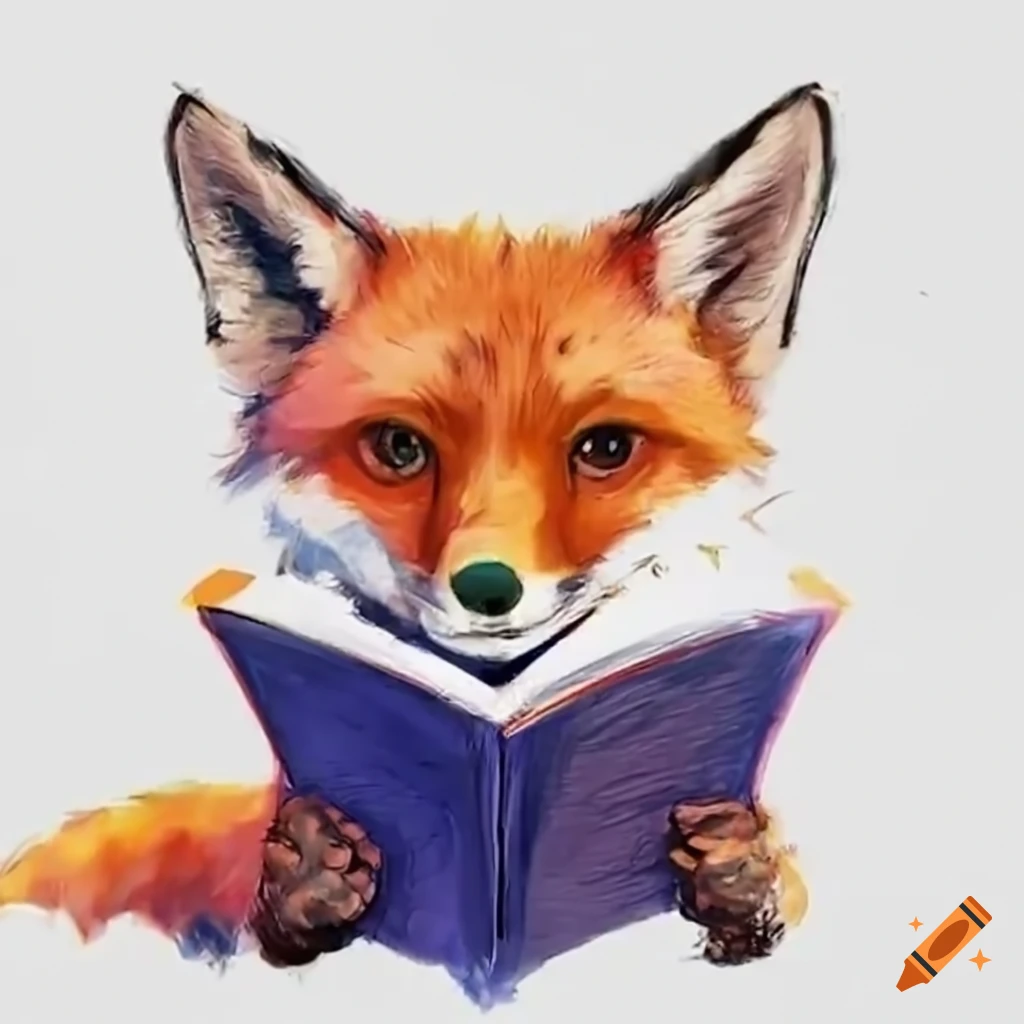 Content fox reading a book