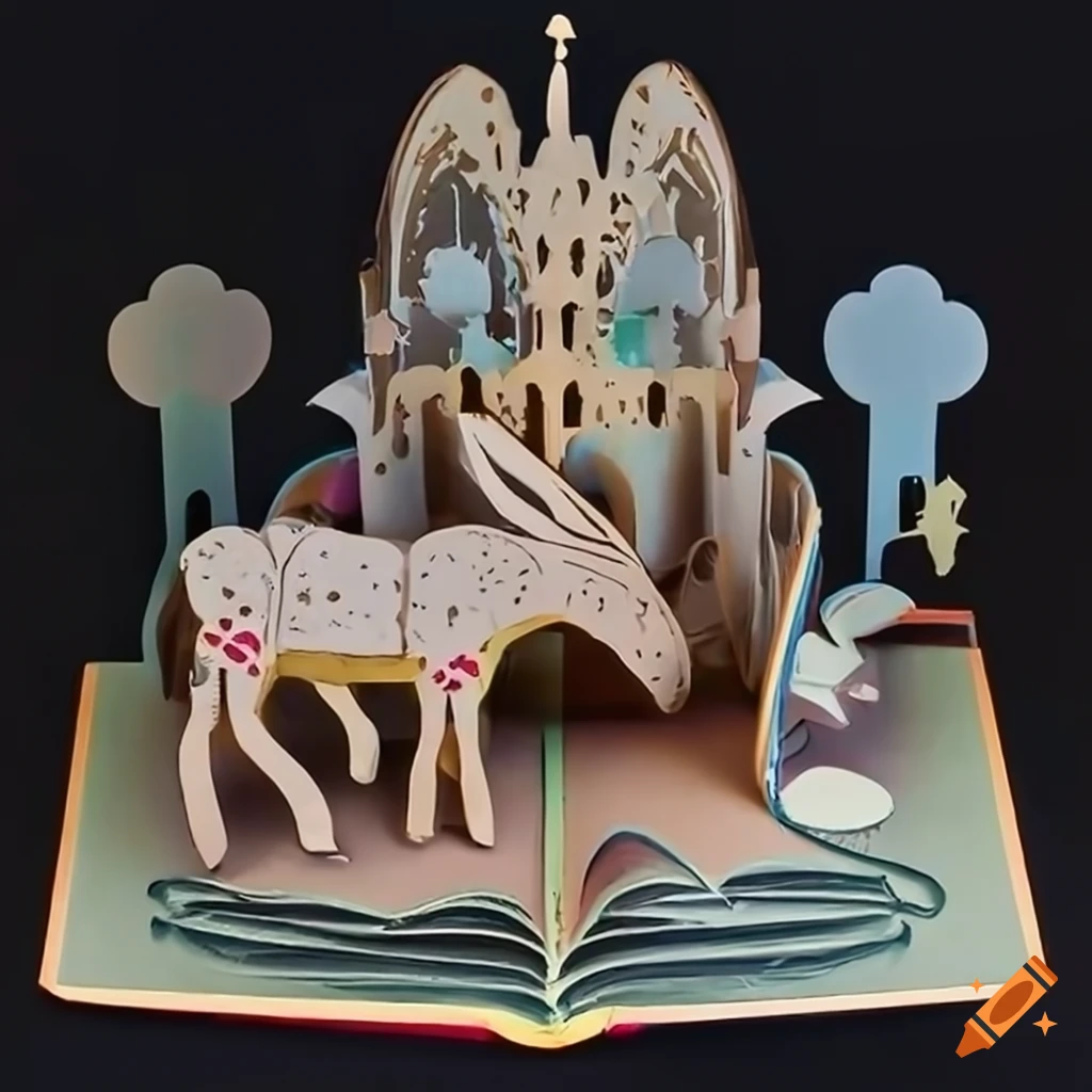 ‘Pop-up book’-Style, hd donkey kart, sculpture, stunning focal-depth ...
