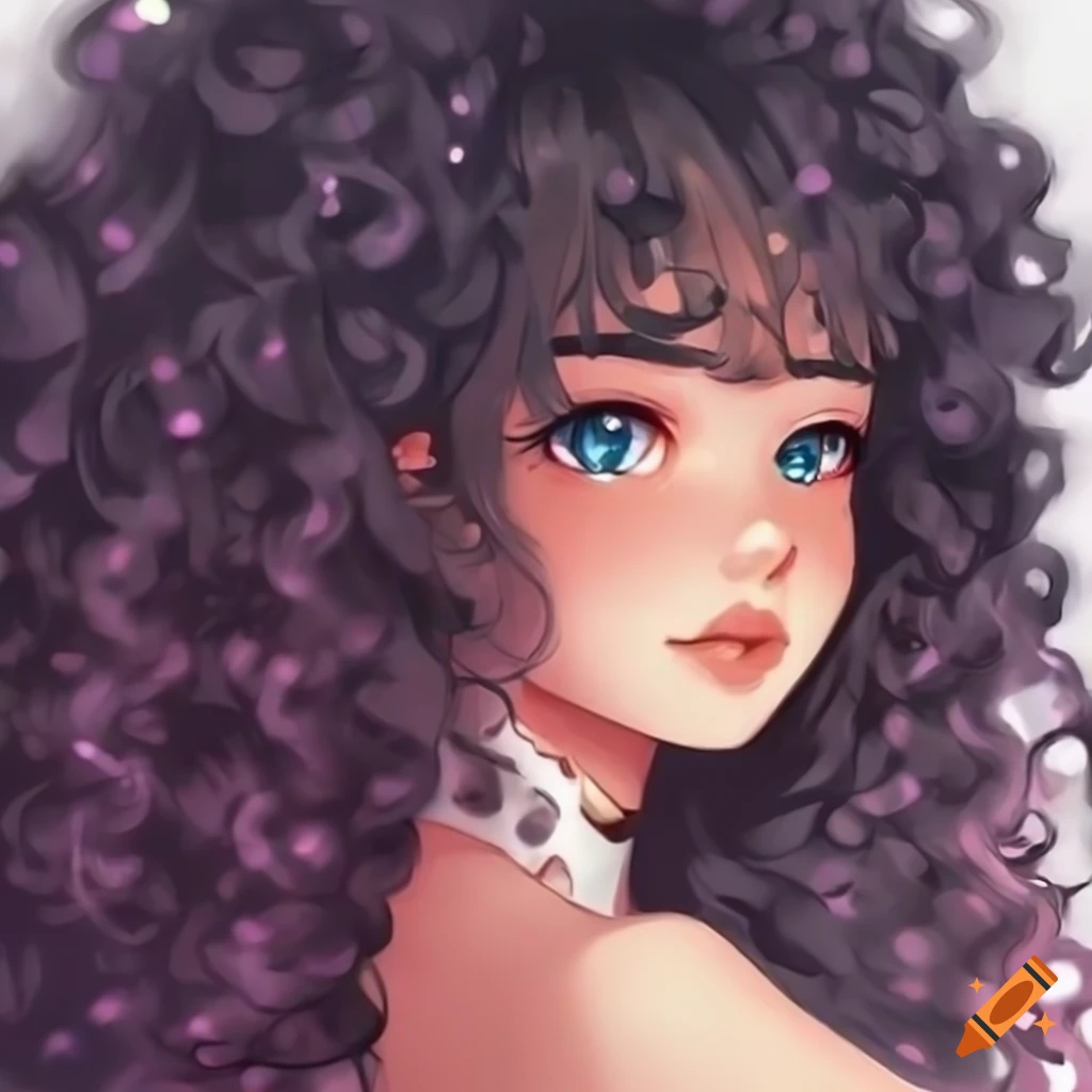 Imagine app, girl, pretty, ai, art, oc, long curly hair, black ...