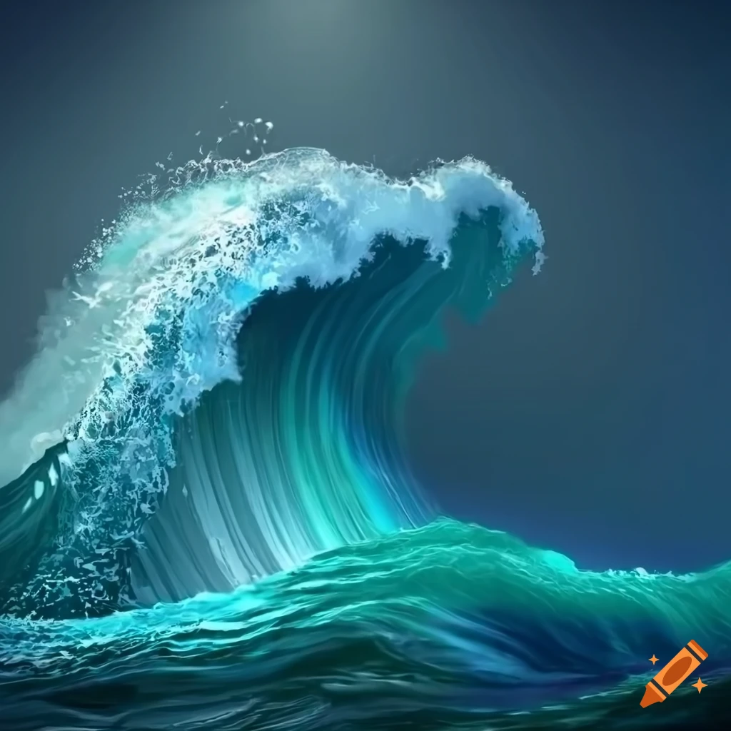 A large wave on the ocean digital art on Craiyon