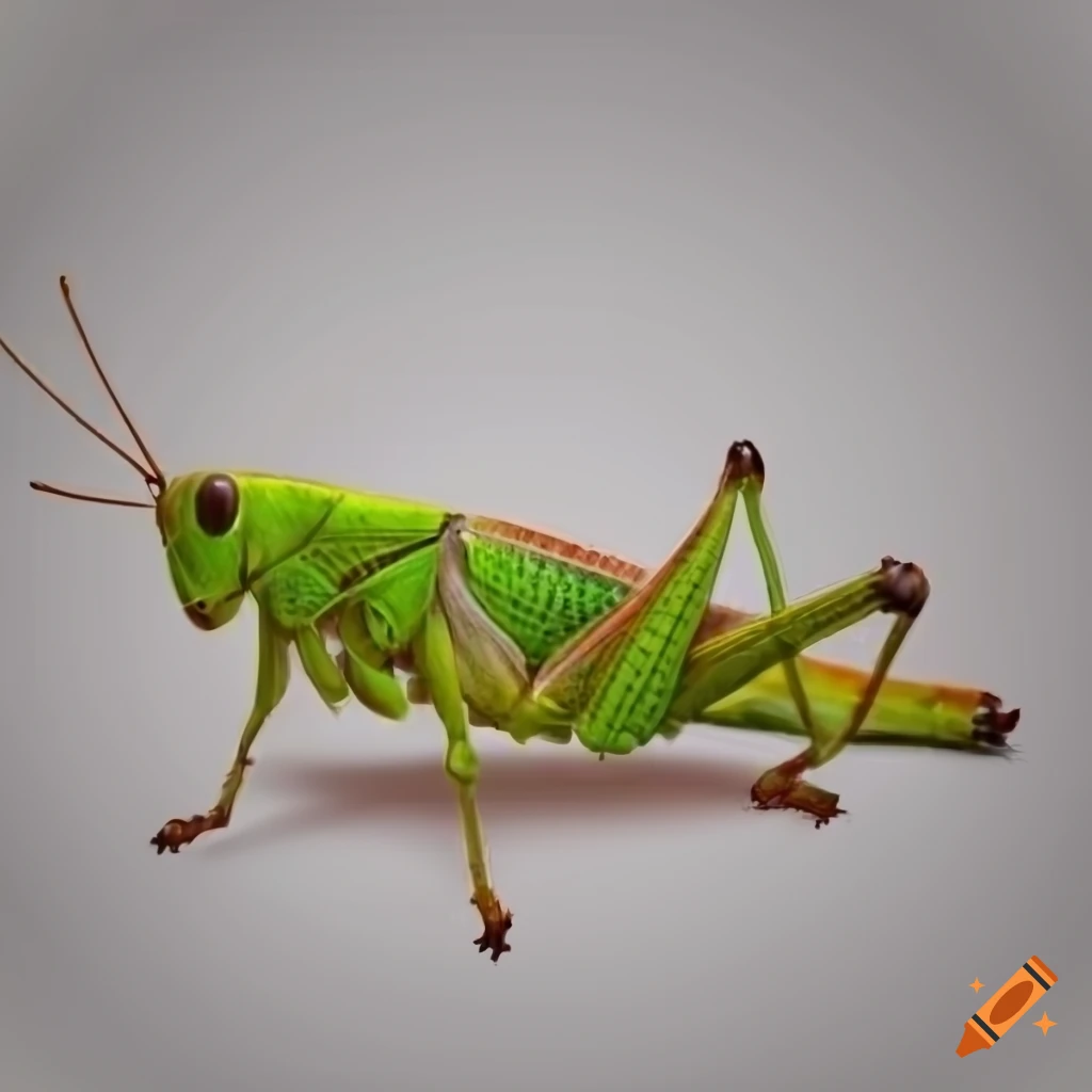 A grasshopper,2d , white background on Craiyon
