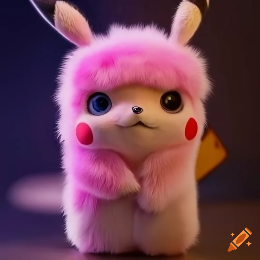 Cute girly pink fur lighting detective pikachu