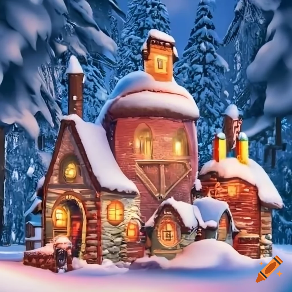 Snow day village on Craiyon