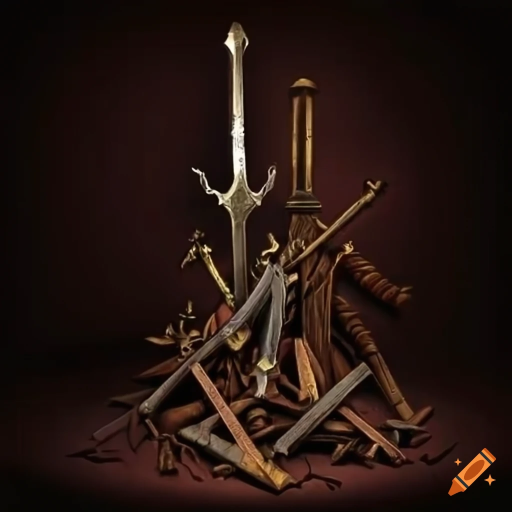 A big pile of swords on Craiyon