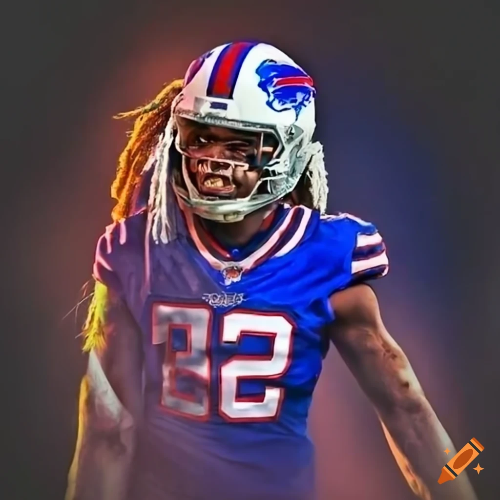 A lightskin, buffalo bills player with dreads and blue eyes