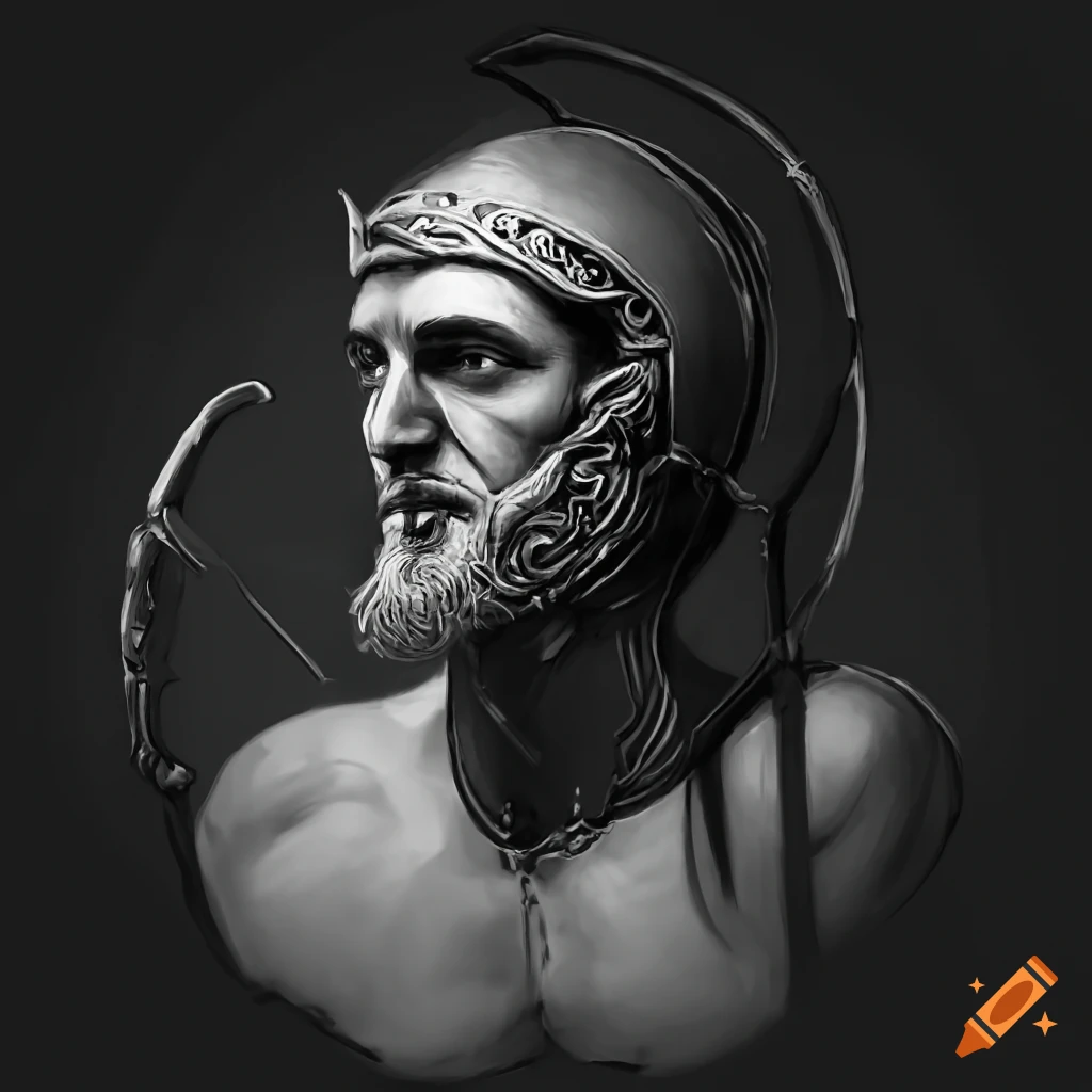 Greek archer greyscale on Craiyon