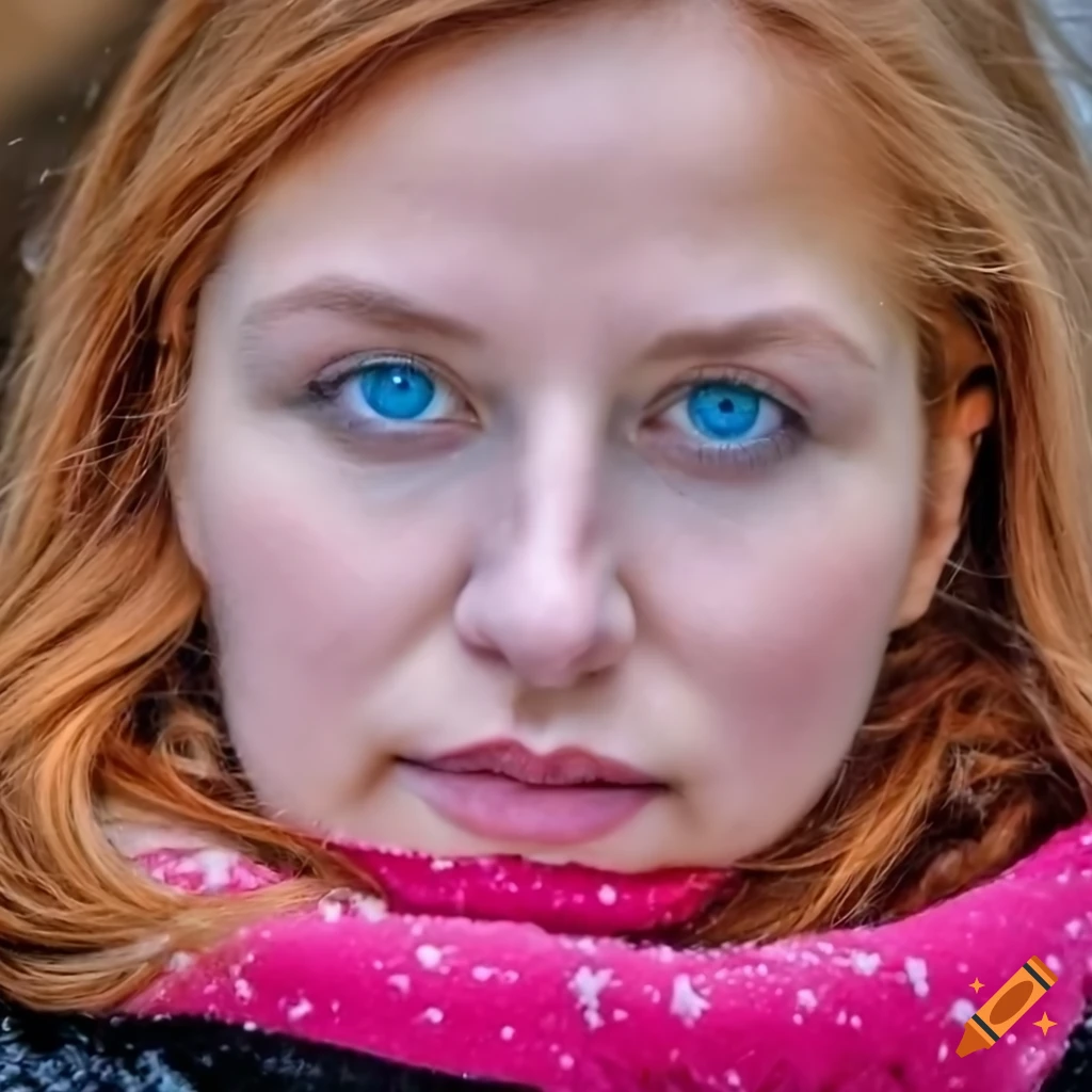 Photograph Of A Woman In Black Coat Winter City Pink Blondy Long Hair Ginger Tones