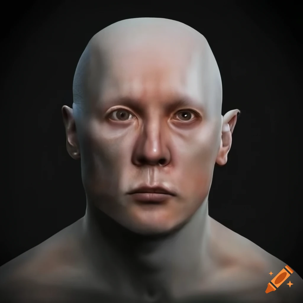 Man with a cube shaped head hyper realistic style