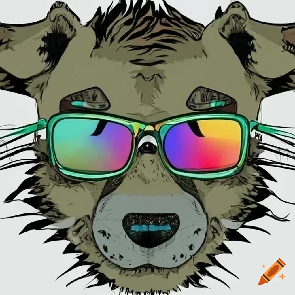 Punk rock hyena sporting trendy clothes and stylish green glasses on ...