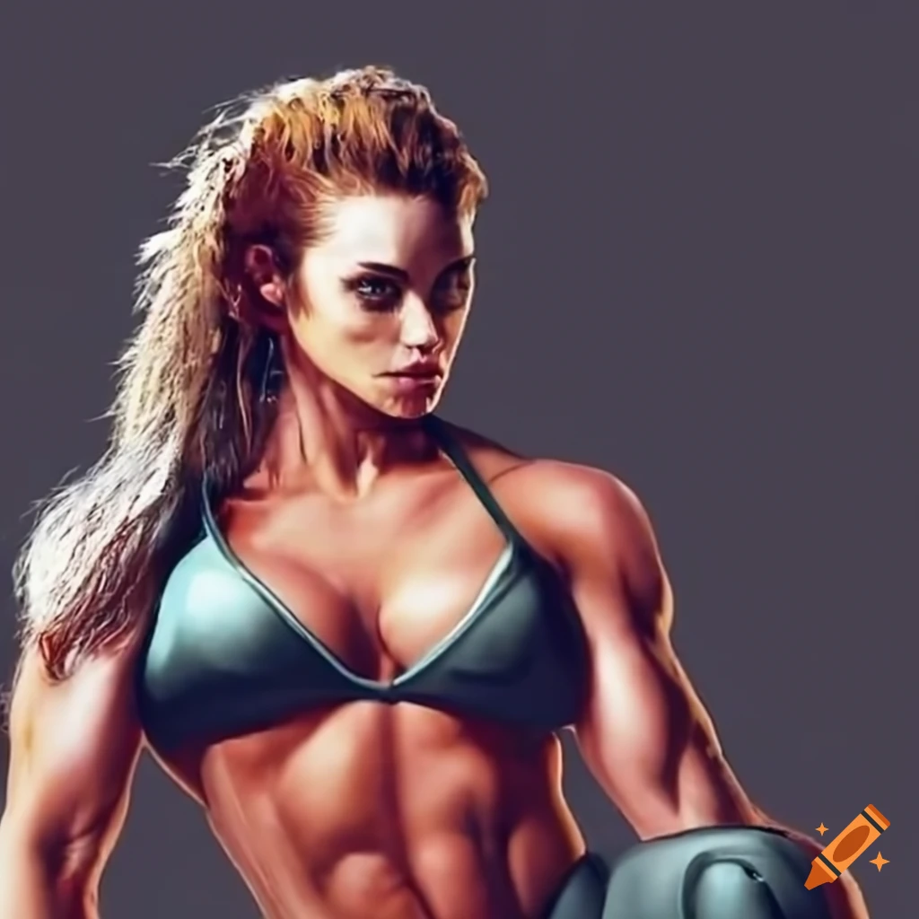 Yancy butler as a female bodybuilder with a pet basilisk