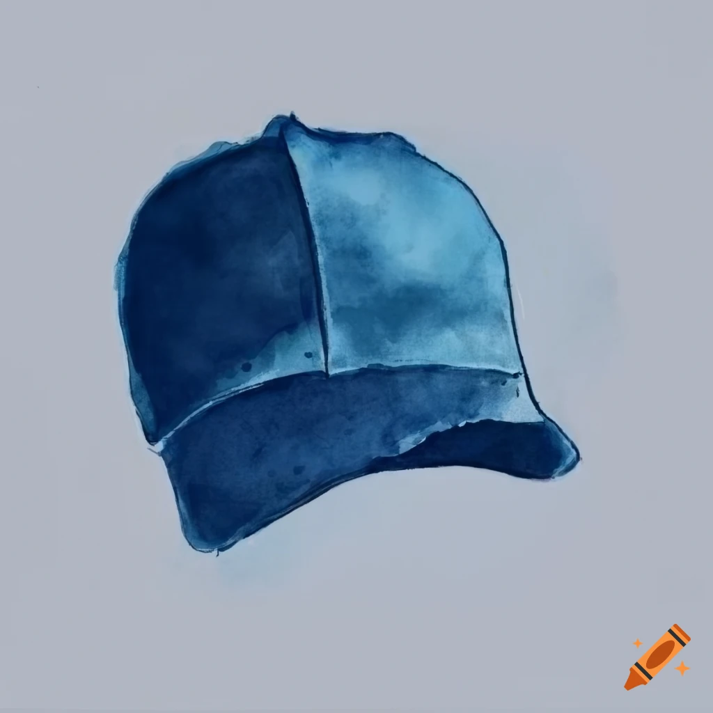 Artistic watercolor of a blue cap