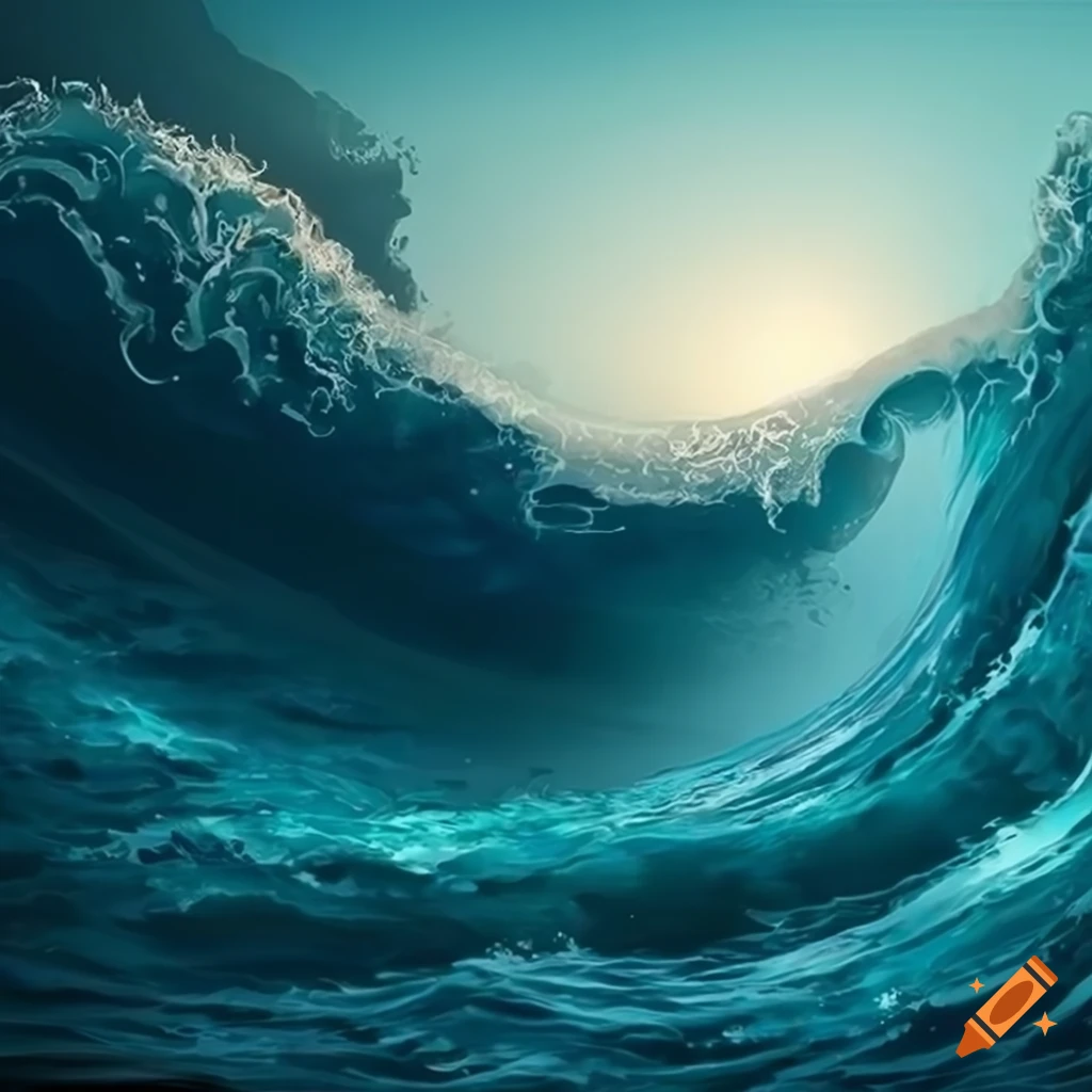 A large wave on the ocean digital art