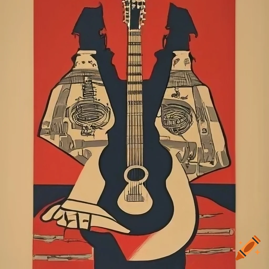 Guitar, propaganda poster on Craiyon