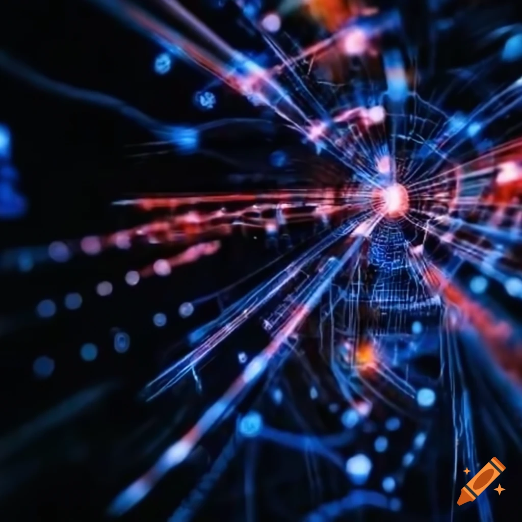 Abstract representation of interconnected digital network on Craiyon