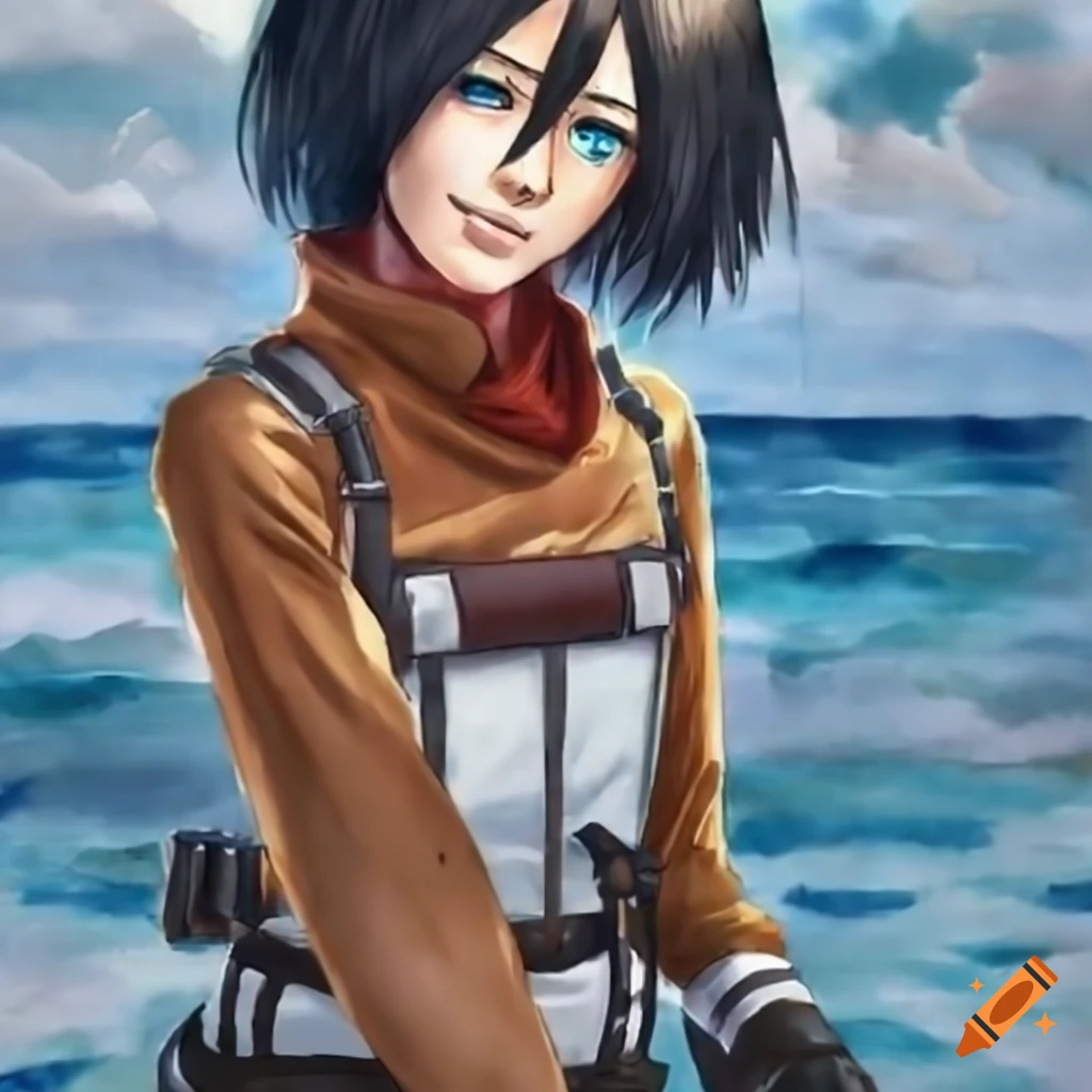 Mikasa akerman from snk smiling at the sea