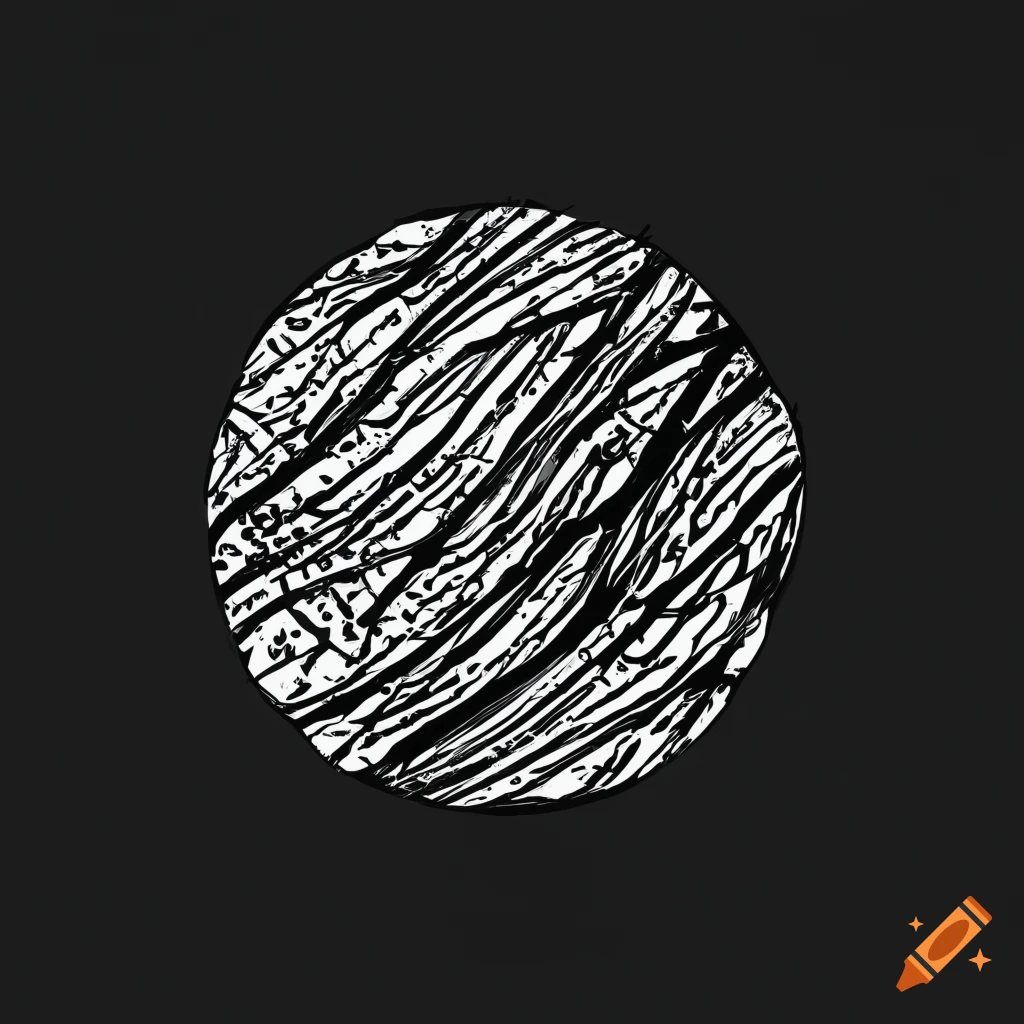 Hand drawn creative round stone rock design, side profile, simple ...