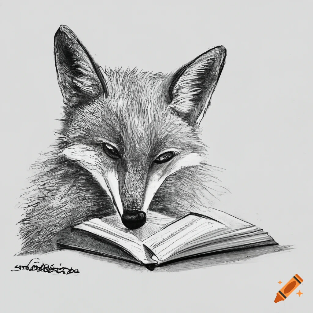 Content fox reading a book