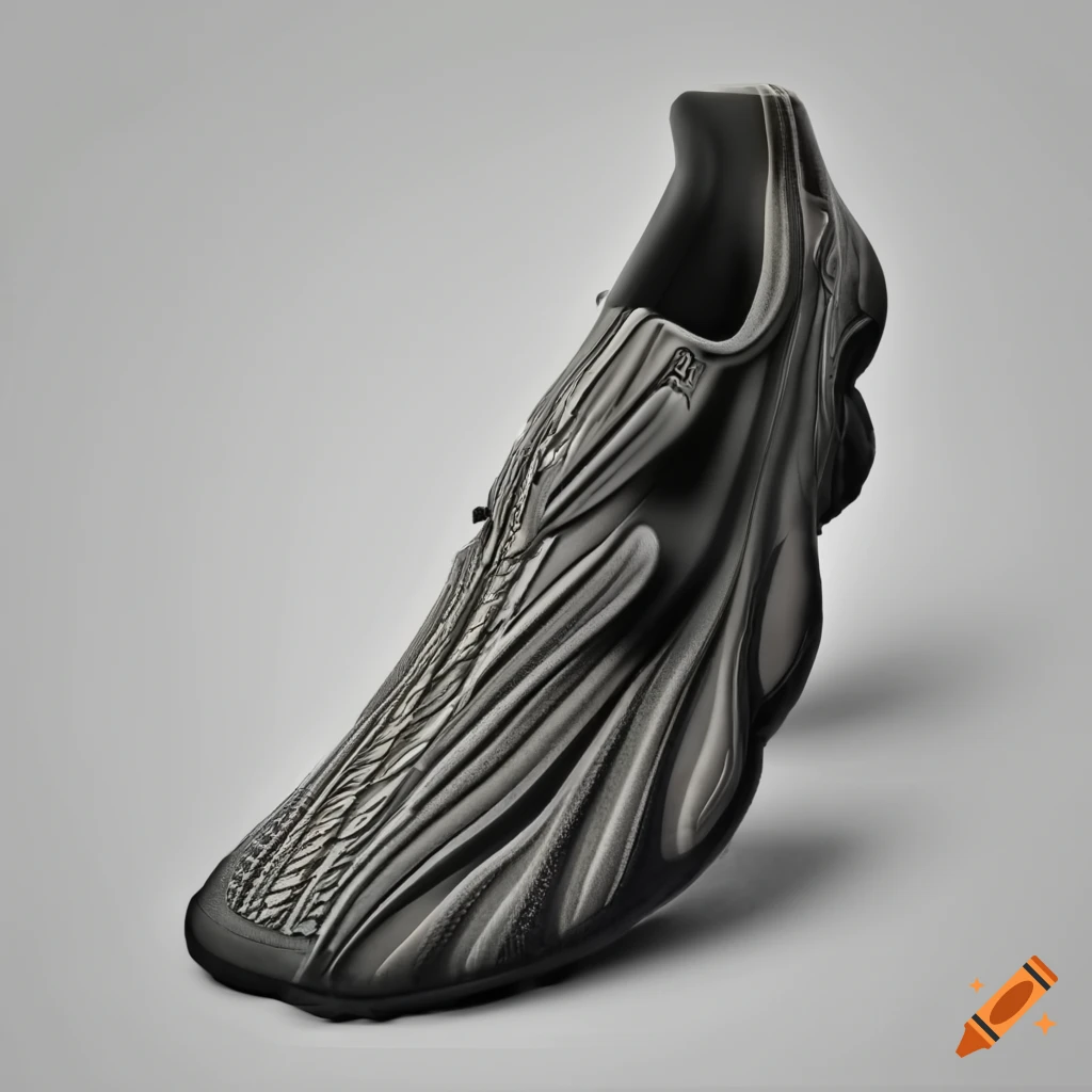 Side view. Futuristic alien spaceship slip on yeezy 450 made of carpet ...