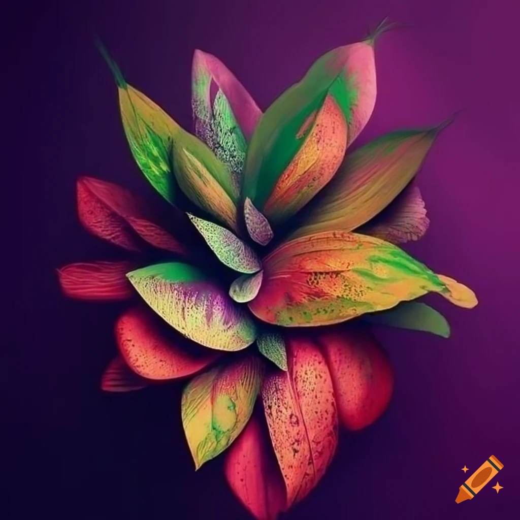 Vibrant and surreal artwork of lush plants with a unique visual style ...