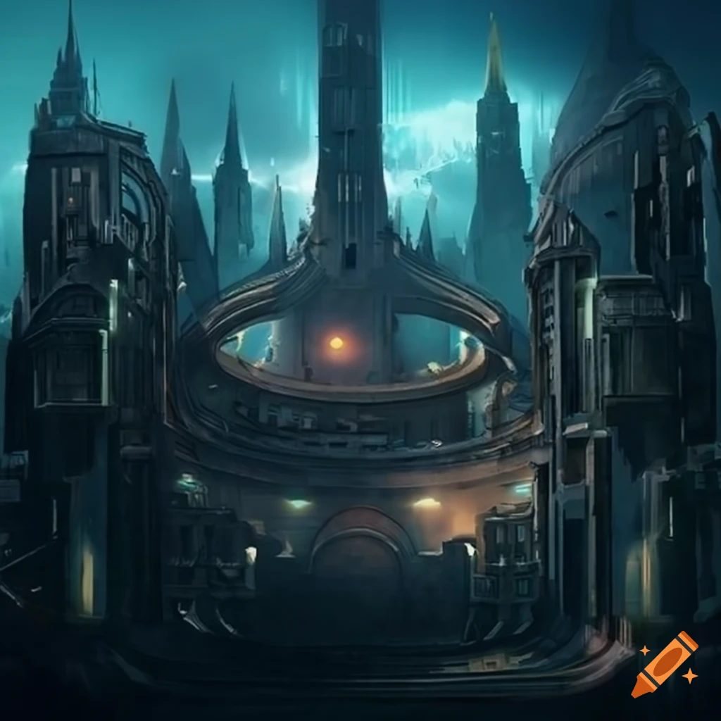 Futuristic city blending sci-fi and medieval architecture on Craiyon