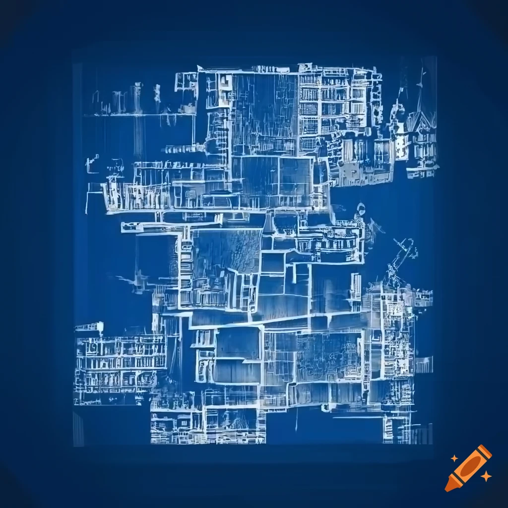 Village plan, architecture business blueprint model, birds eye view ...