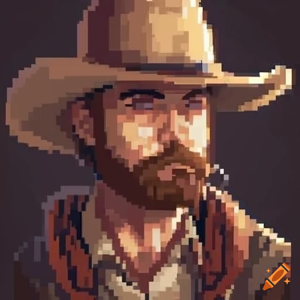 Cowboy man, with beard pixel art