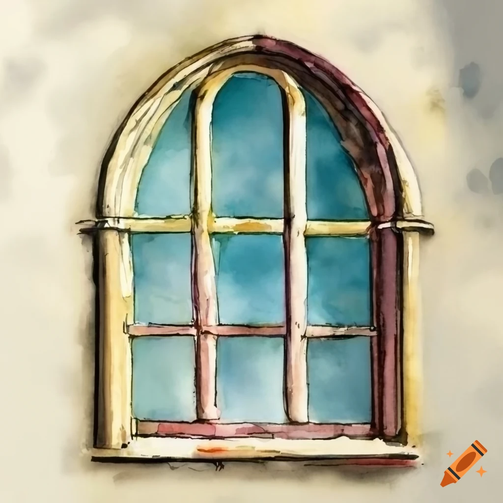 Watercolor castle window