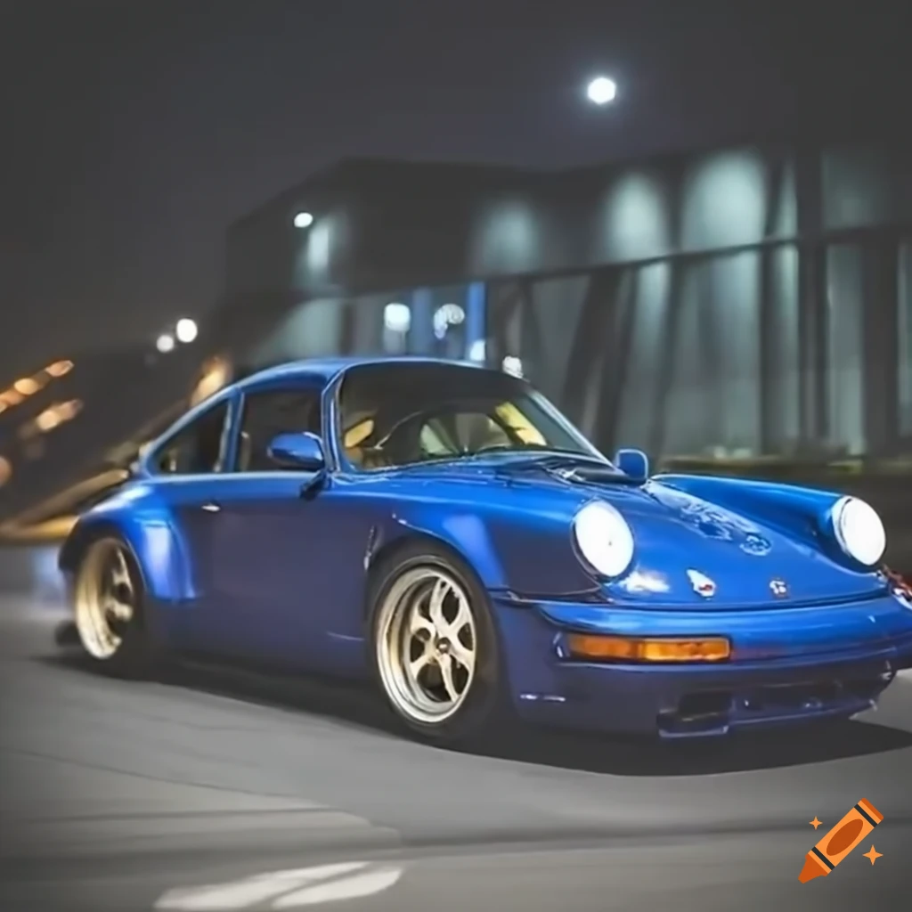 Modified Porsche 911 964 in Laguna Seca Blue racing through Tokyo at ...
