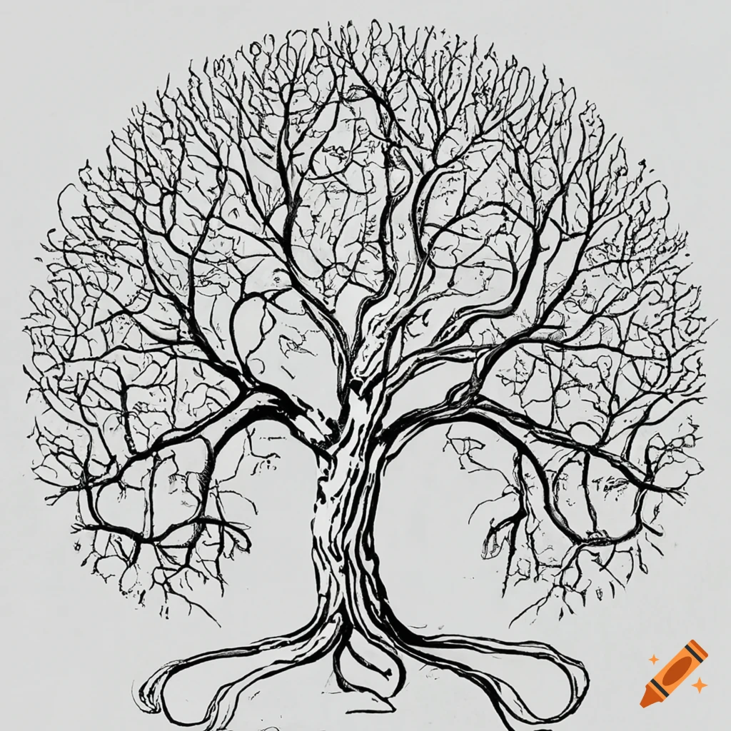 Tree Of Life Black And White Drawing