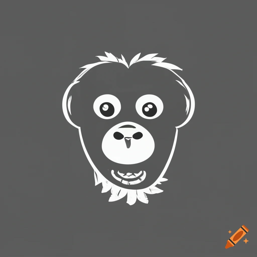 Cute ape logo in vector style, black and white on Craiyon
