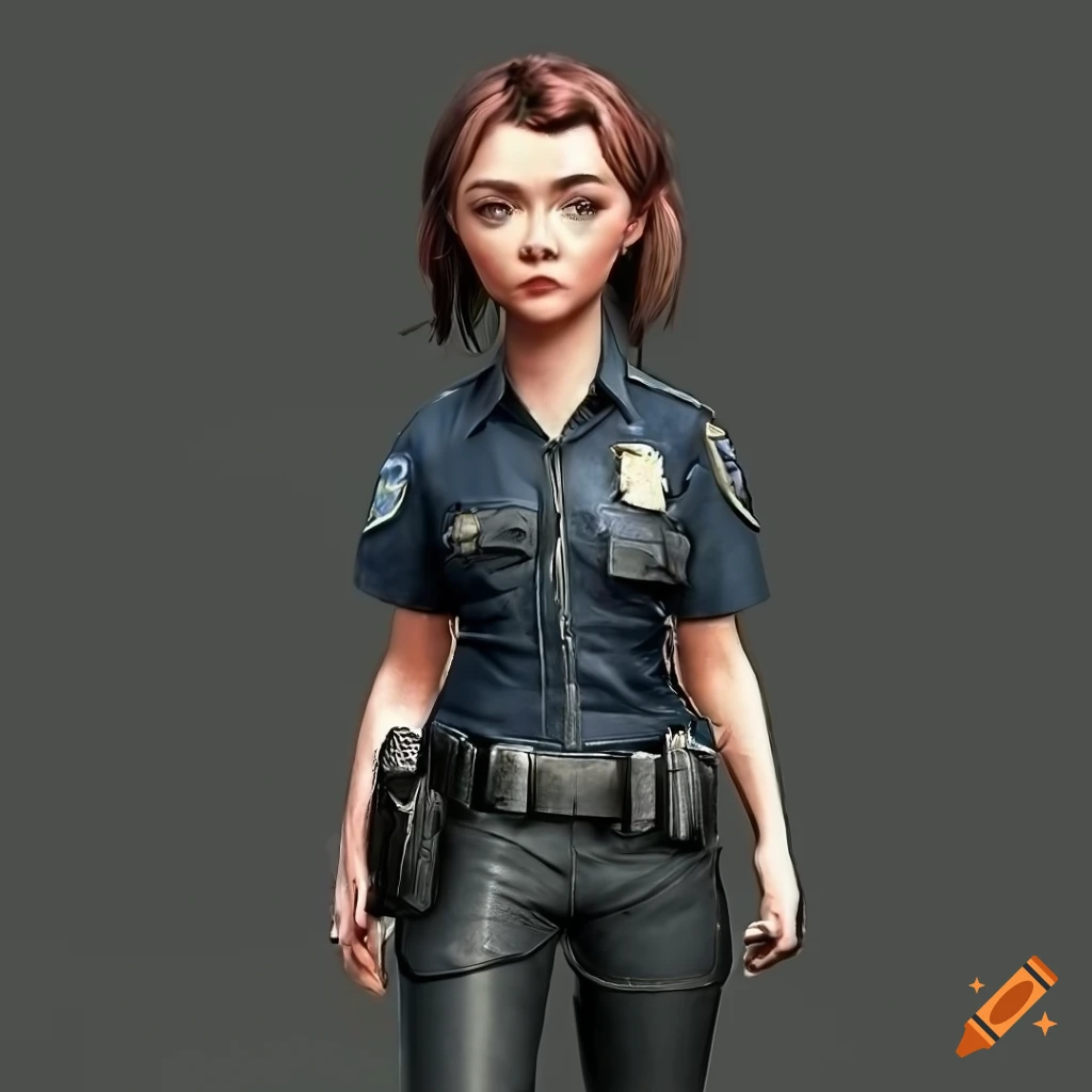 Photorealistic, actress maisie williams as lapd policeofficer, slim ...