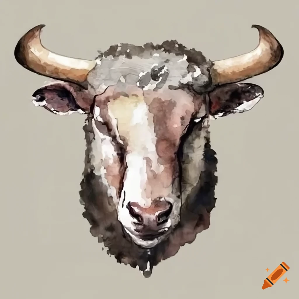 Portait of bull and sheep hybrid mix