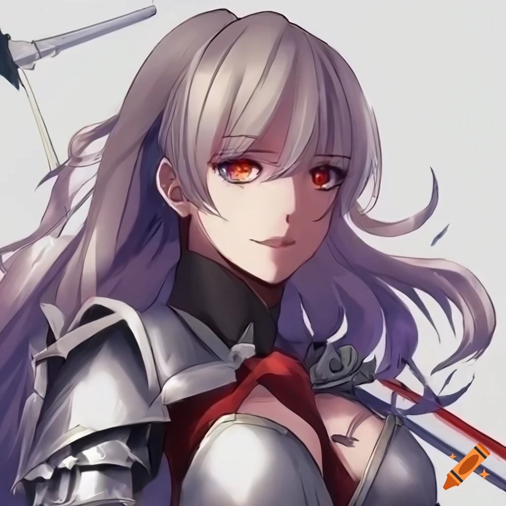 Female knight, anime style, anime