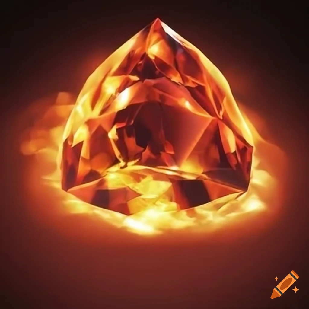 Gem glowing from fire magic on Craiyon