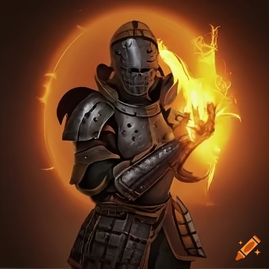 A glowing sphere in armor