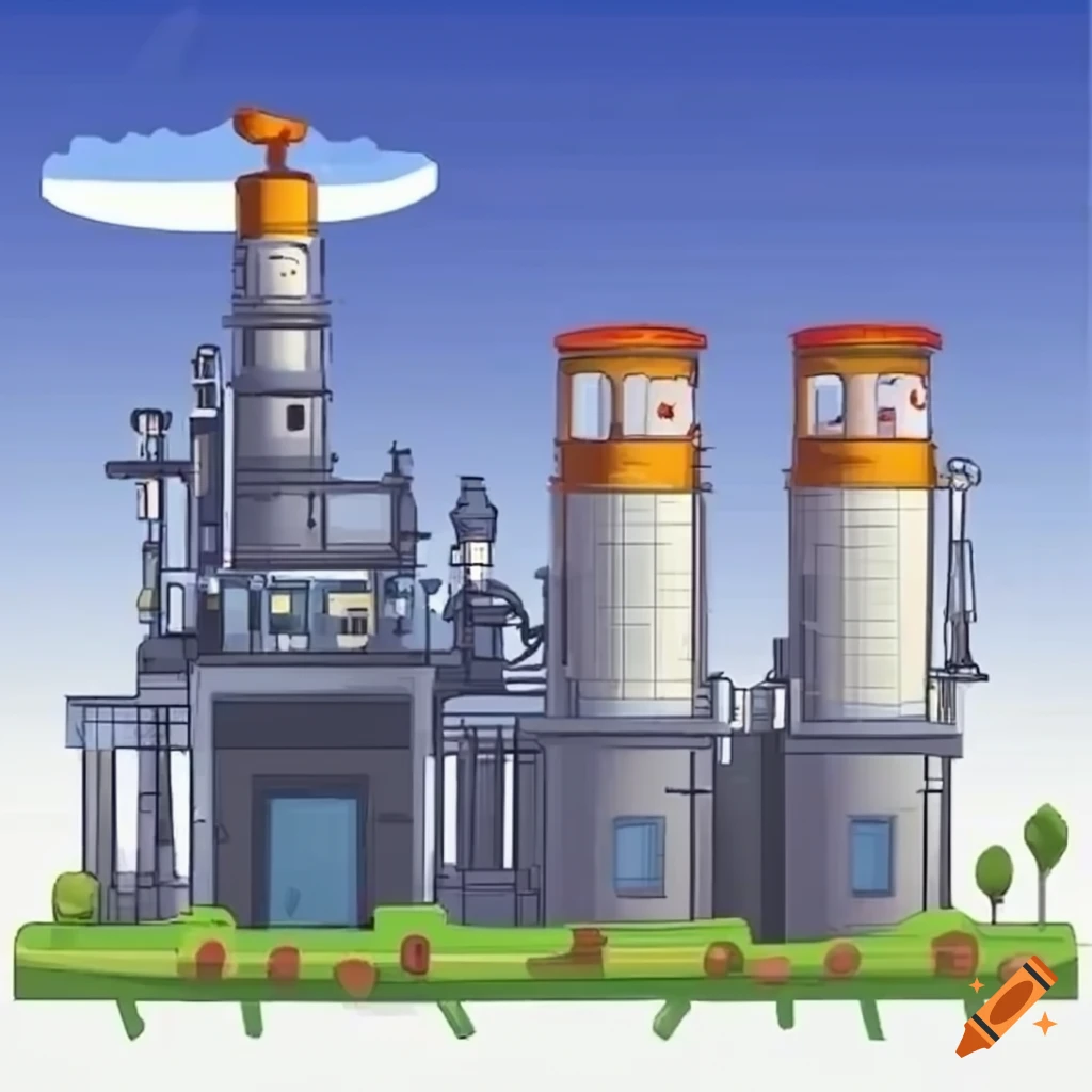 Cartoon about industrial gas compression stations