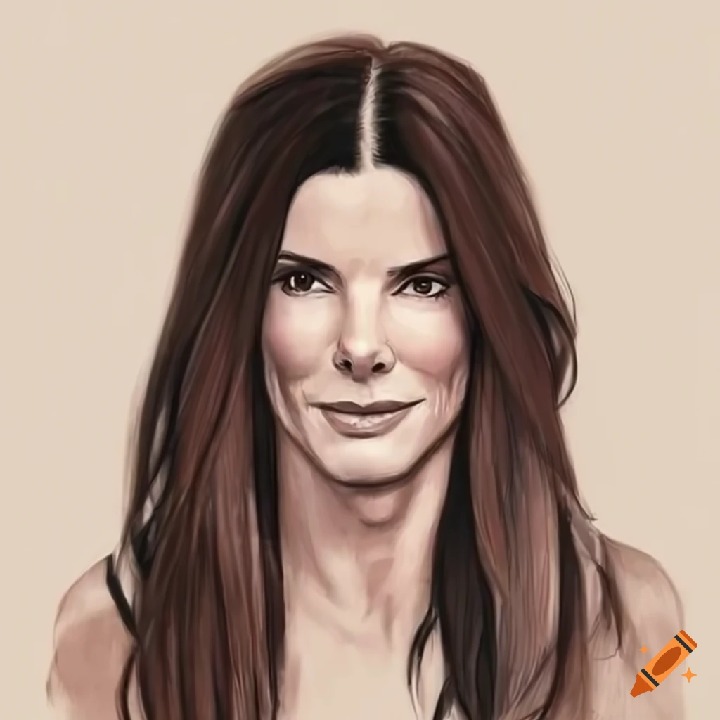 Draw a portrait of sandra bullock with a pencil drawing on Craiyon