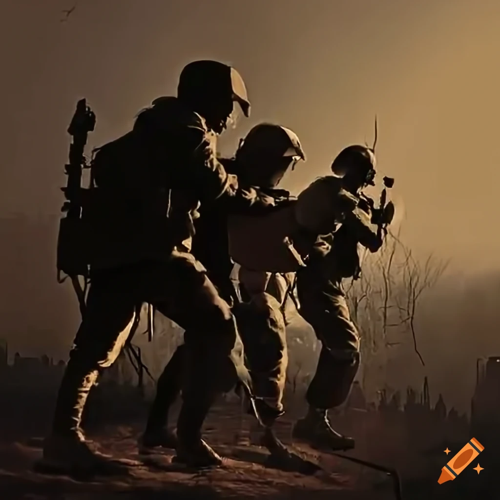 Soldiers from opposing sides greeting each other during a wartime ...