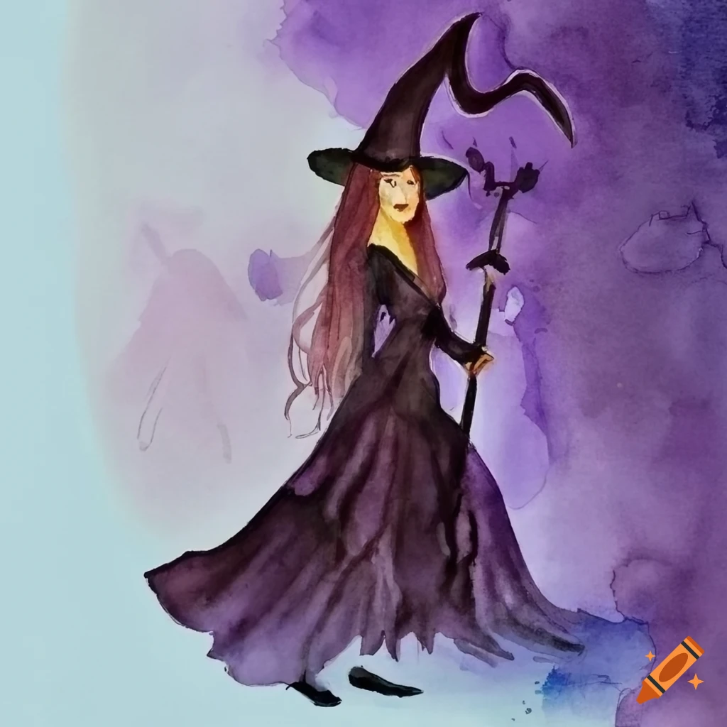 Watercolor witch on Craiyon