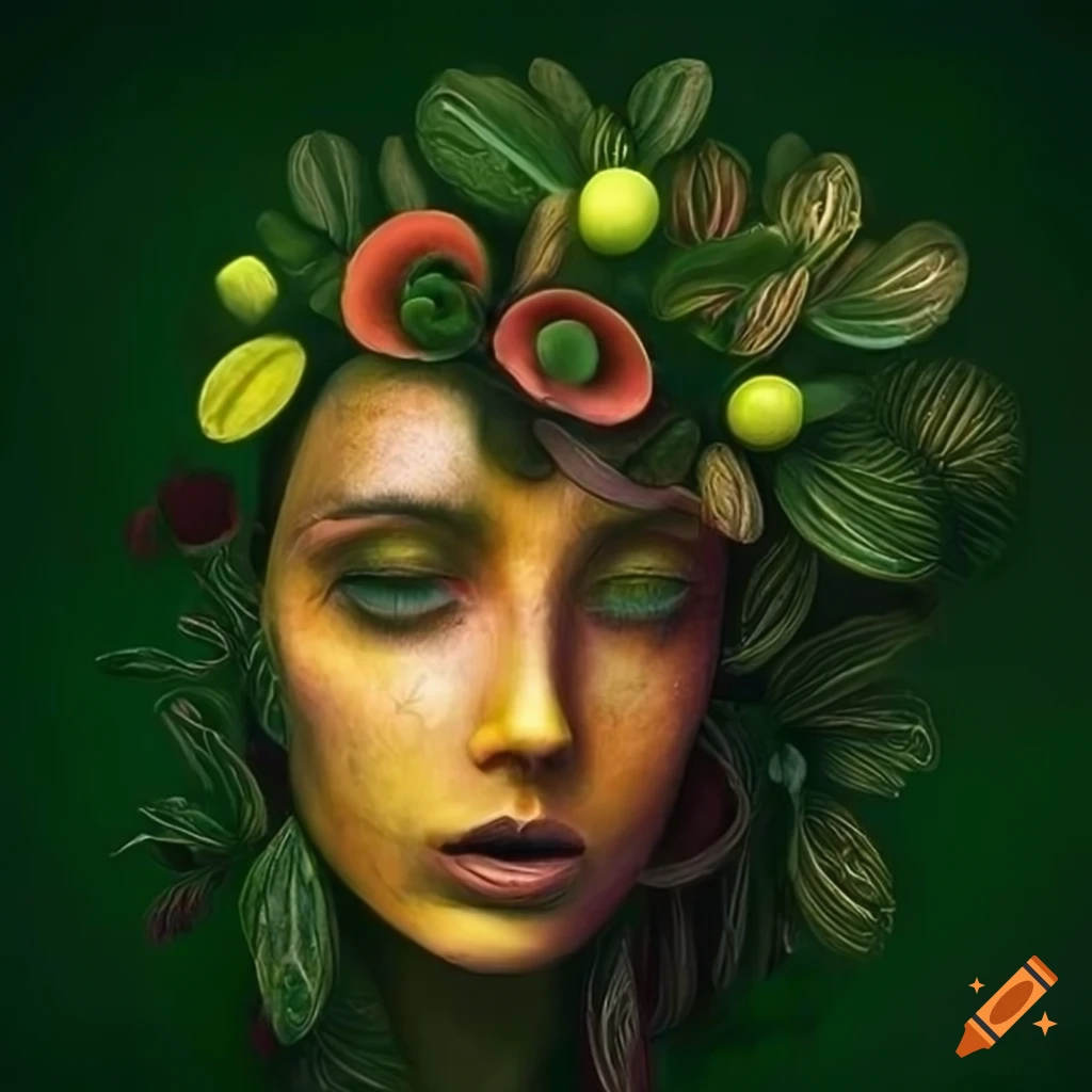 Vibrant and surreal artwork of lush plants with a unique visual style