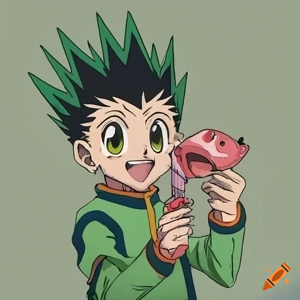 Gon from hunter x hunter, eating a fish